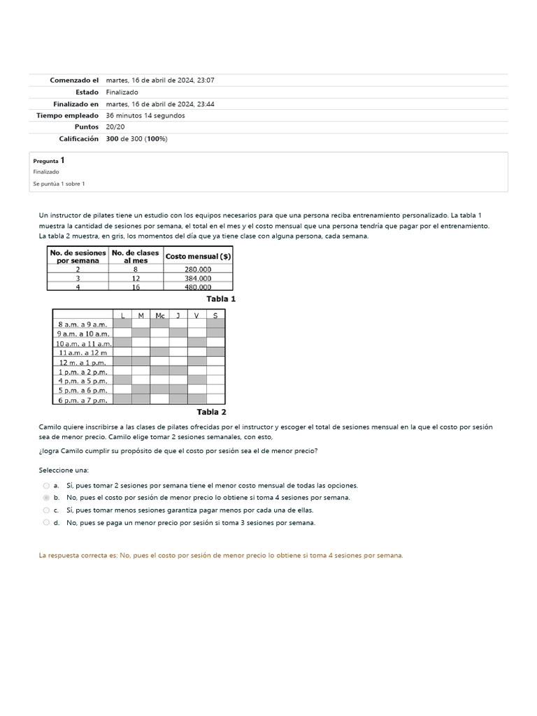 Cuestionario Razonamiento Cuantitativo - Revisión Del Intento ...