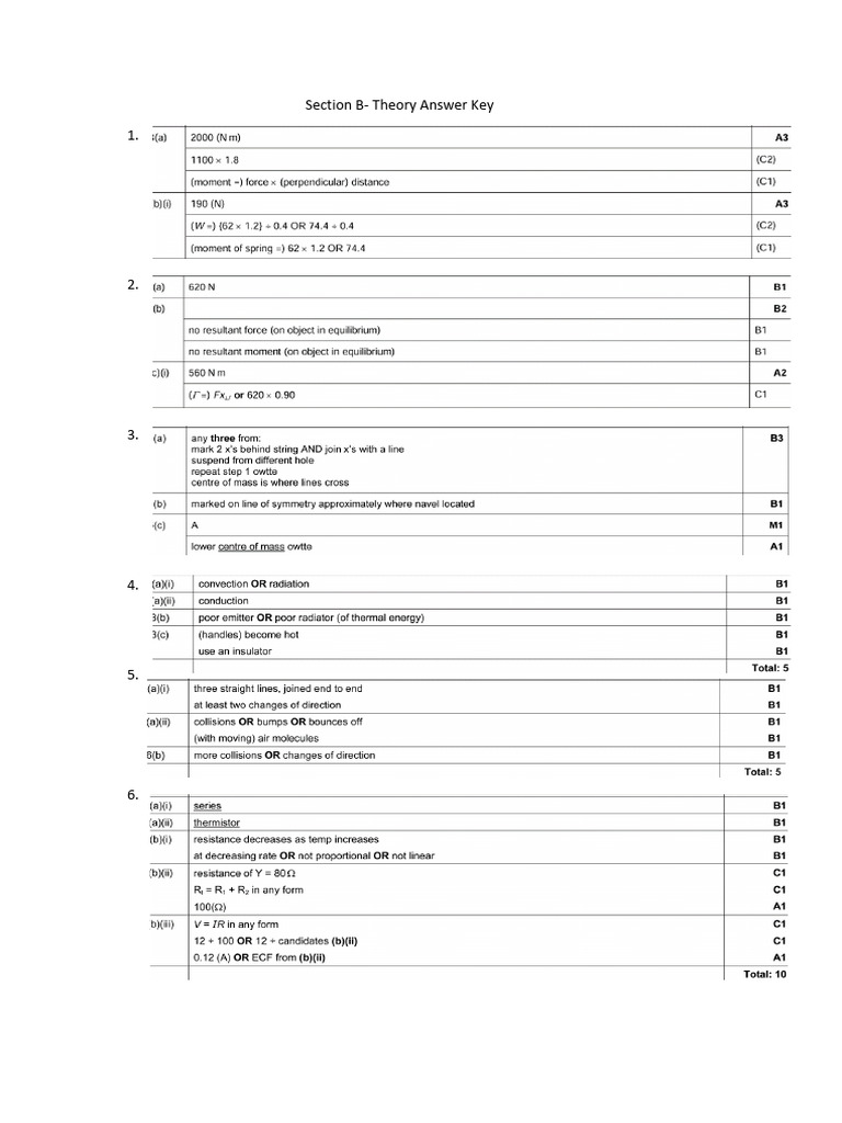 MIS G9 Term 3 Phys Revision Module Theory Answer Key | PDF