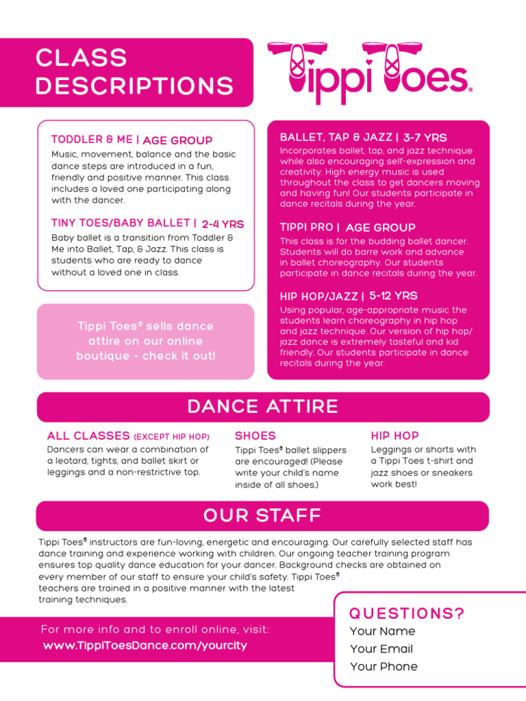 Tippi Toes: Class Descriptions | PDF | Dances | Ballet