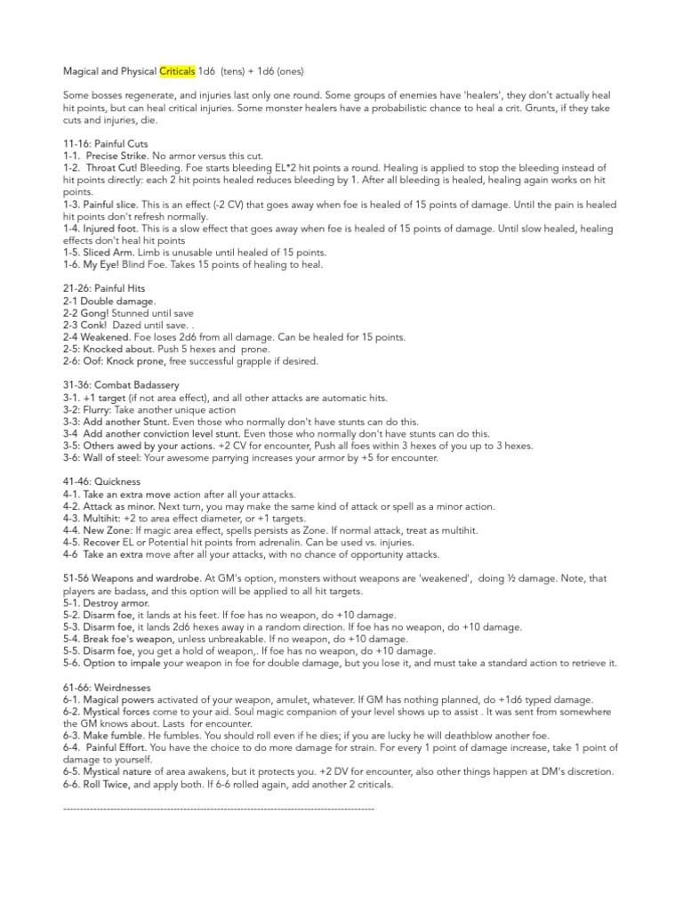 Critical Hits and Fumbles | PDF