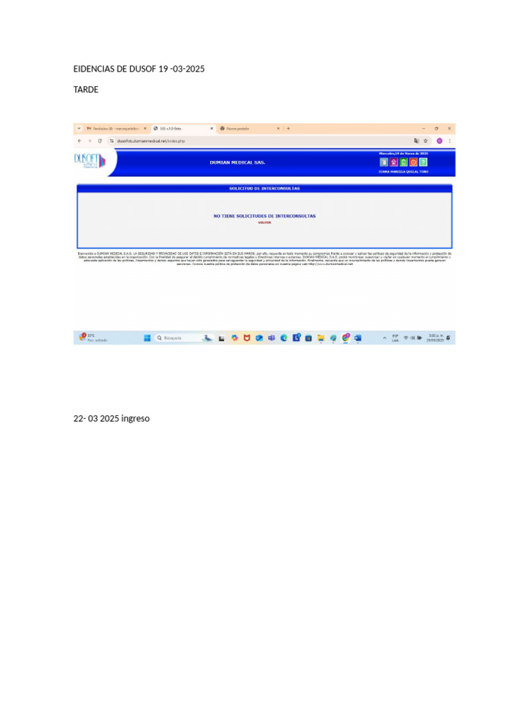 Evidencias de Dusof 19 03 2025 | PDF
