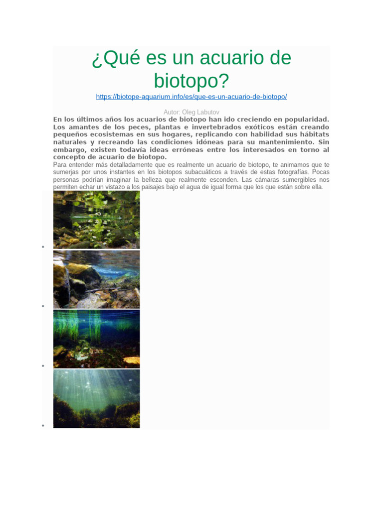 Qué es un acuario de biotopo | PDF | Acuario | Entorno natural