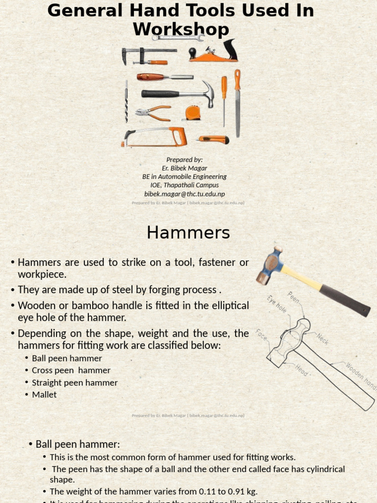 Overview of Workshop Hand Tools | PDF | Screw | Tools