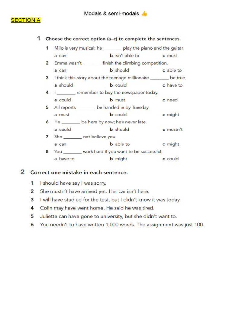 Modals & Semi-Modals For Agus - Intensificación 2025 | PDF