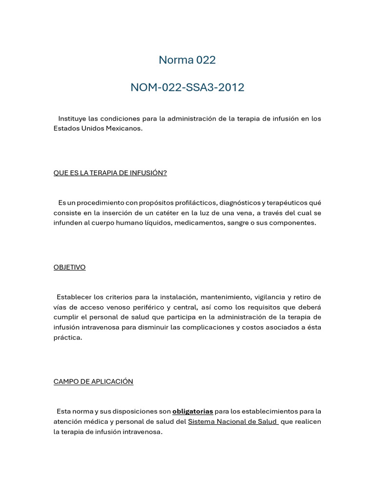 Norma 022 | PDF | Terapia intravenosa | Medicina