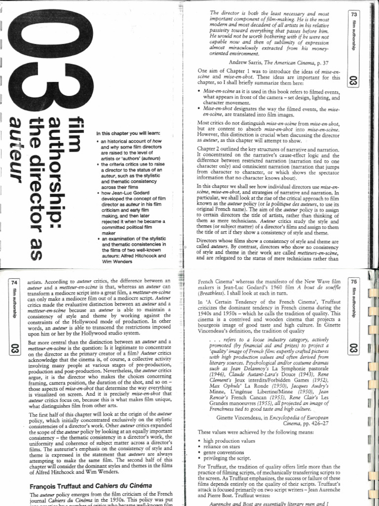 Auteur Theory Film Studies Introduction | PDF