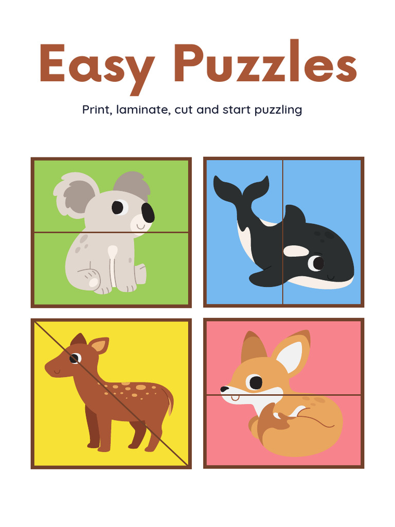Easy Animal Puzzles Worksheet | PDF