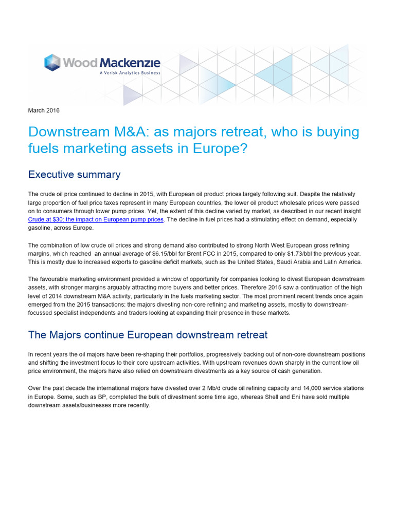Downstream Manda - As Majors Retreat Who Is Buying Fuels Marketing ...