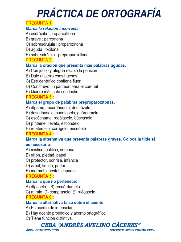 Práctica de Ortografía | PDF | Voz humana | Fonética
