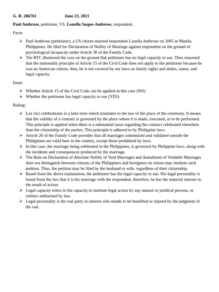 Ambrose Vs Ambrose | PDF