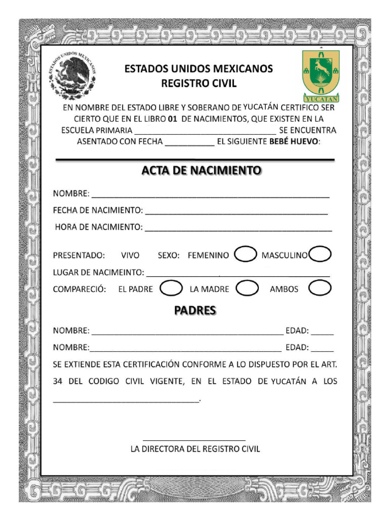 ACTA NAC BEBE HUEVO | PDF