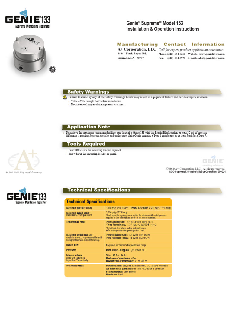 SCC Supreme133 InsInstallationOperation | PDF | Valve | Pressure