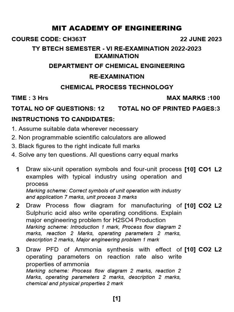 TY-Btech CH Chemical Process Technology SEM VI JUN 2023 | PDF | Cracking (Chemistry) | Chemistry