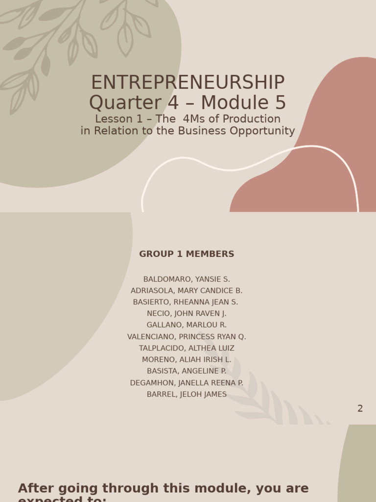 ENTREP Q4 M5 LESSON1 G1 Baldomaro | PDF | Factors Of Production | Prototype