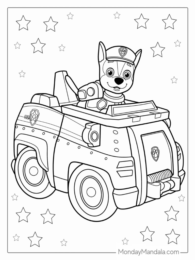 Coloring Page of Chase in Police Truck | PDF