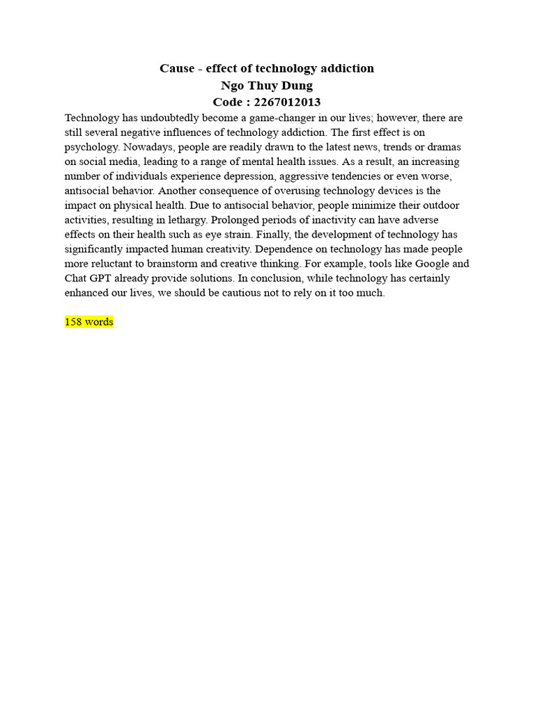 Cause - effect of technology addiction | PDF
