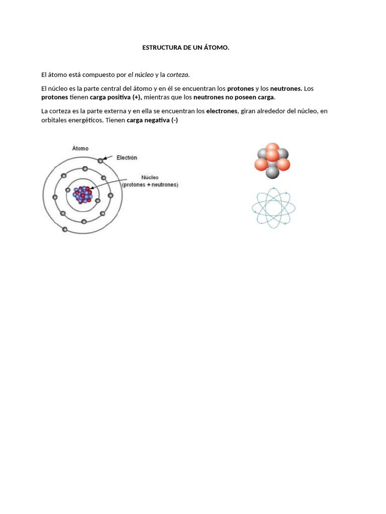 Estructura y componentes del átomo | PDF