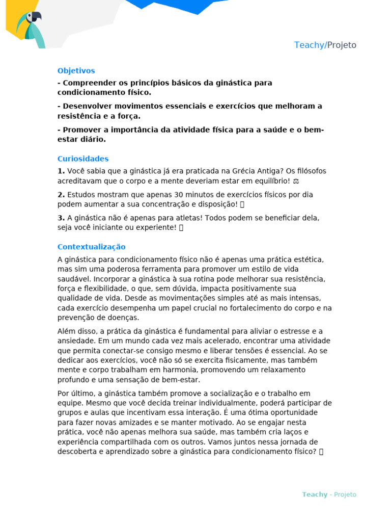 Atividade Pratica de Ginastica Em Grupo | PDF | Ginástica
