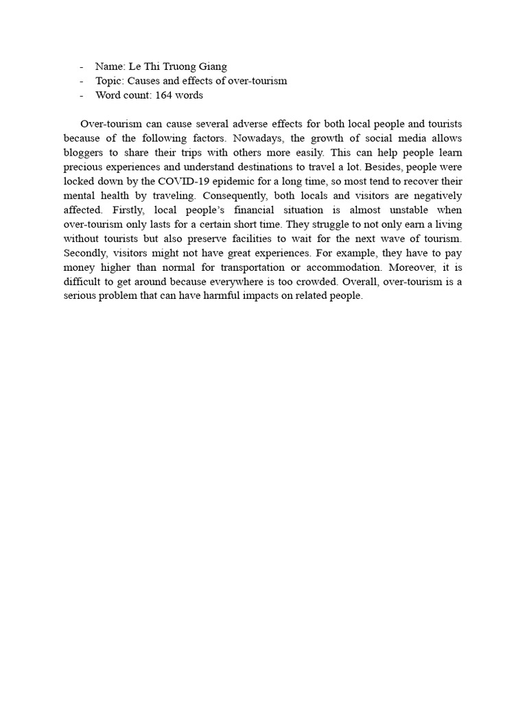 Causes and Effects of Over-Tourism | PDF