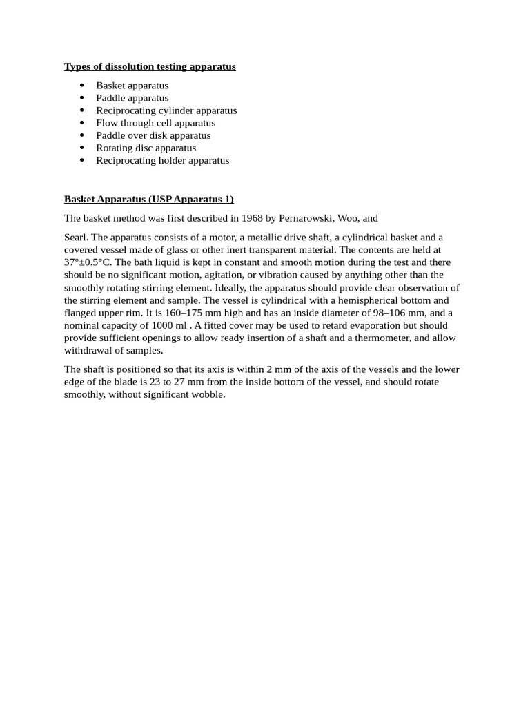 Types of Dissolution Testing Apparatus | PDF | Corrosion | Fluid Dynamics