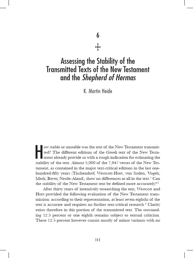 Assessing The Stability of The Transmit | PDF | Textual Criticism | New ...
