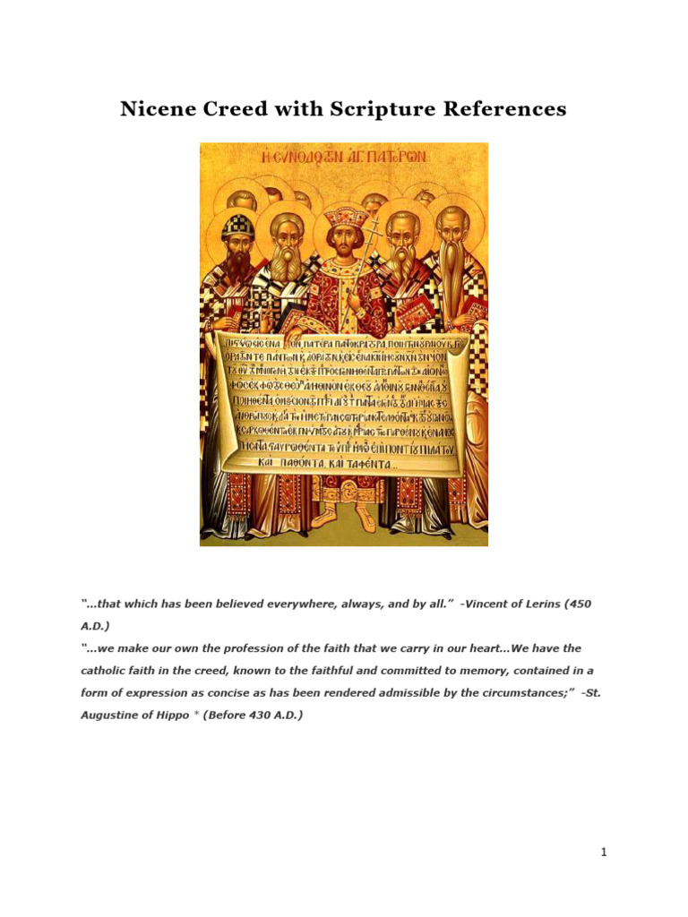 Nicene Creed with Scripture Support | PDF | God The Father | Jesus