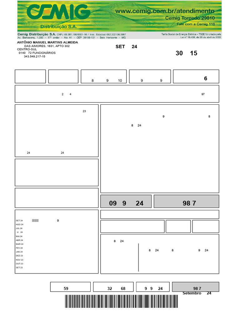 Fatura Cemig | PDF | Quantidades físicas