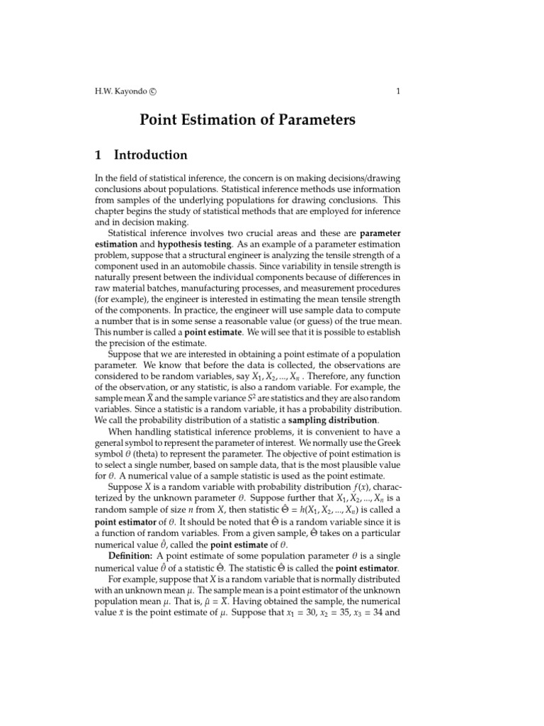 Topic_10_Point_estmation_of_parameters | PDF | Estimator | Bias Of An Estimator