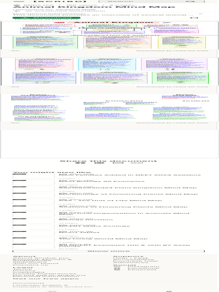 Animal Kingdom Mind Map PDF Sponge Mollusca | PDF
