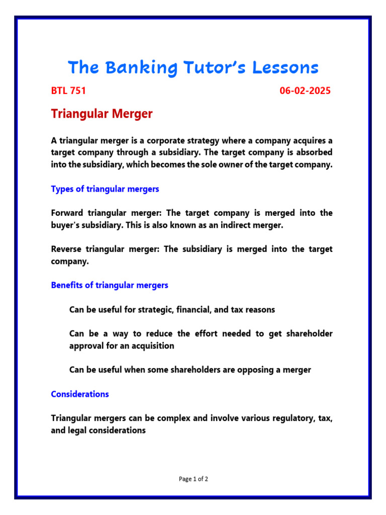 BTL - 751 - Triangular Merger | PDF