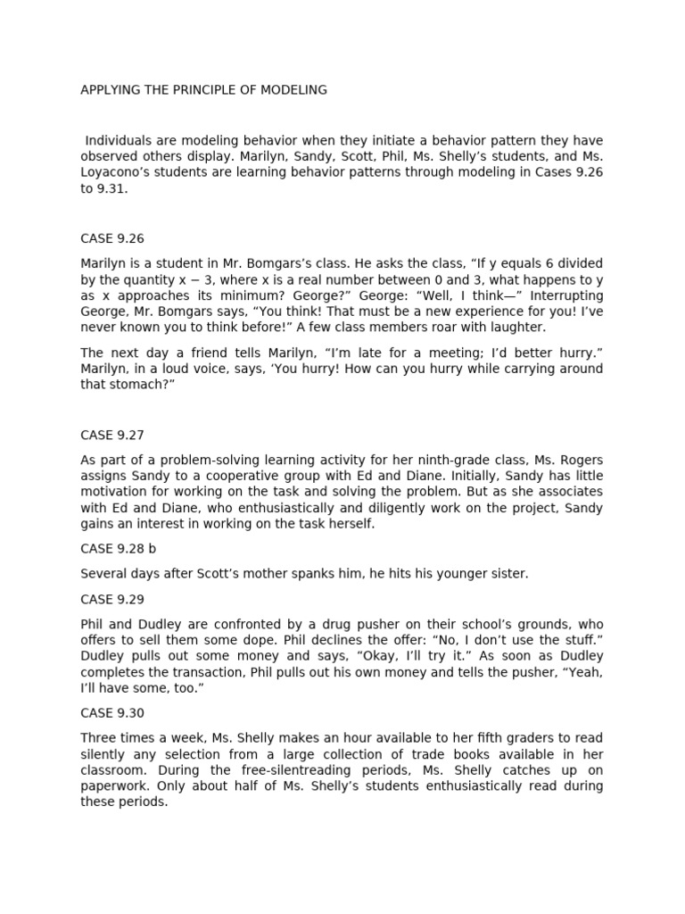 APPLYING-THE-PRINCIPLE-OF-MODELING | PDF | Behavior Modification ...