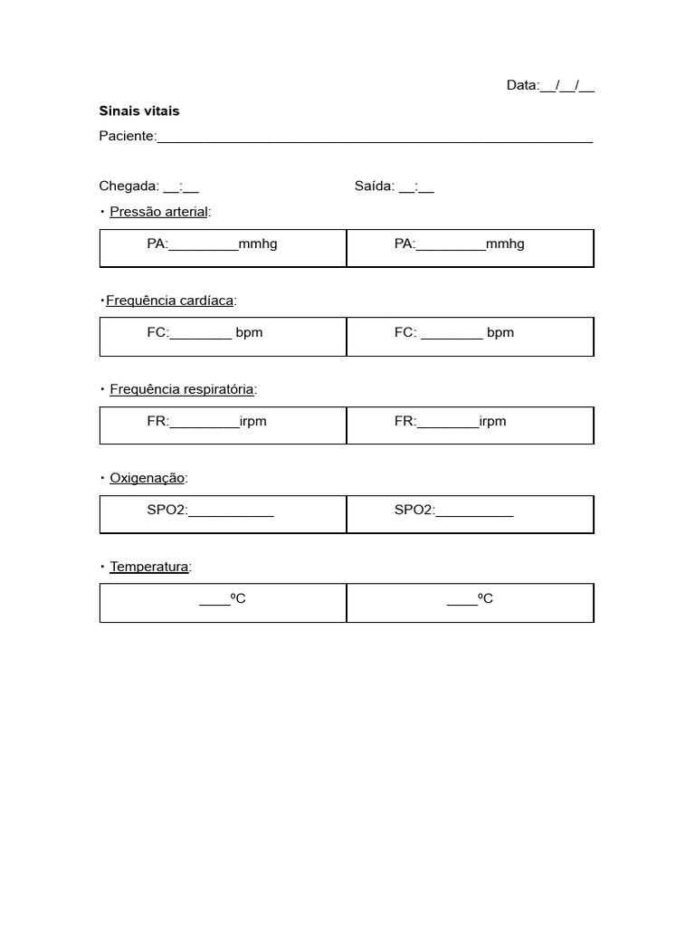 Ficha de Sinais Vitais | PDF