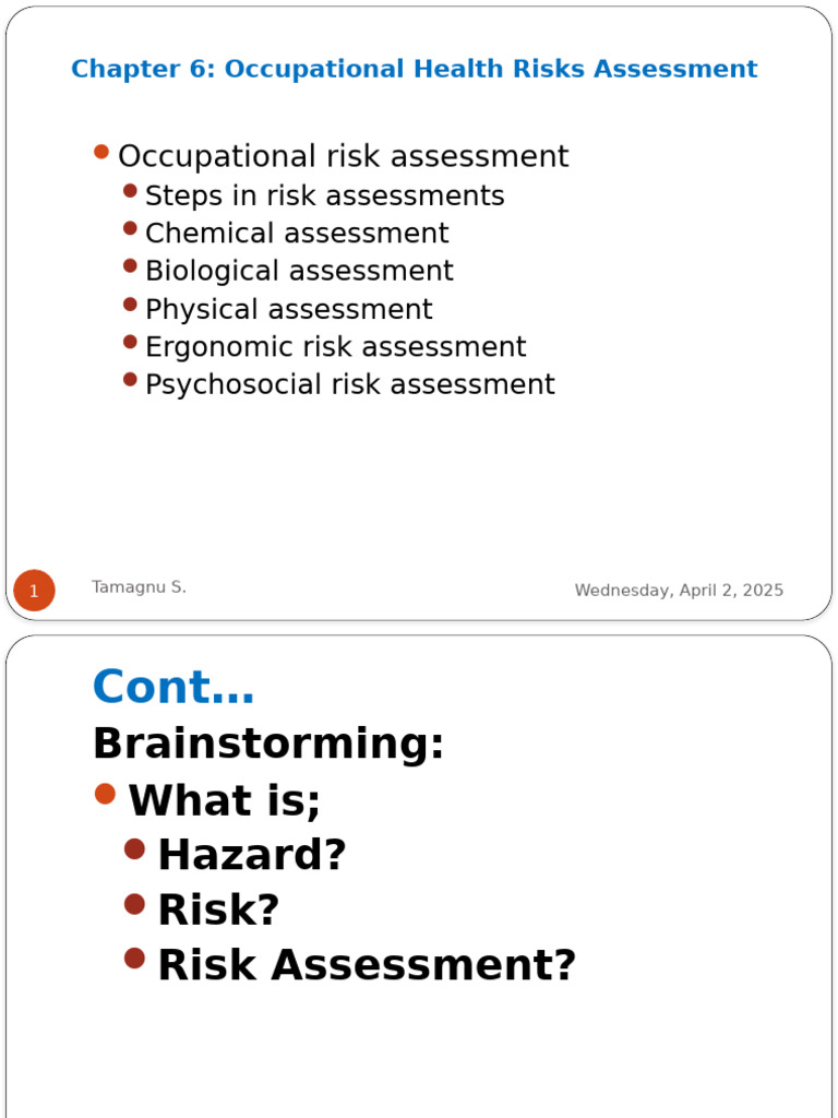 Occupational Health Risk Assessment Guide | PDF | Risk | Risk Assessment
