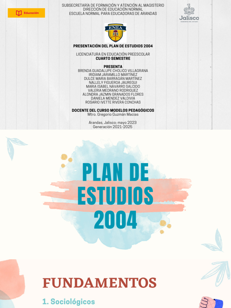 Presentación Del Plan de Estudios 2004 | PDF | Educación de la primera infancia | Aprendizaje