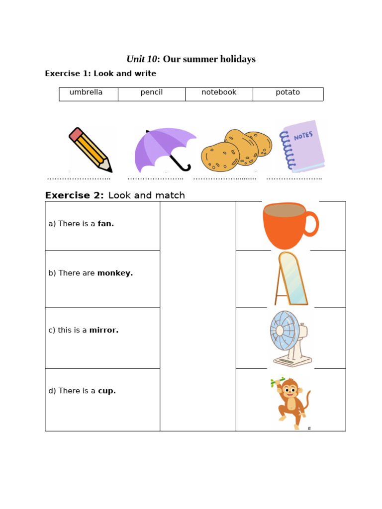 Summer Holiday Exercises for Kids | PDF