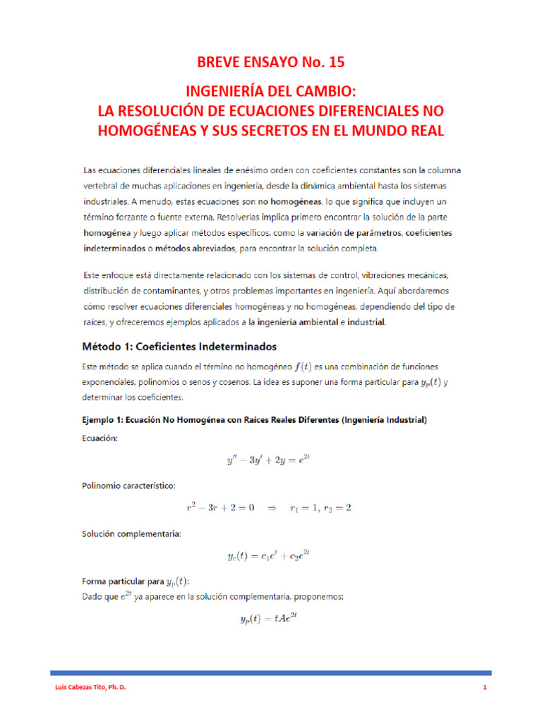 15 Ensayo No 15-EDOs No Homogeneas | PDF