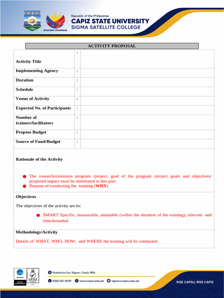 Activity Proposal Template As of Feb 2025 | PDF