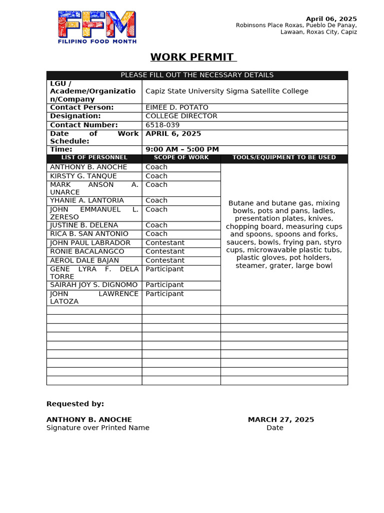 Work-Permit Capsu Sigma | PDF