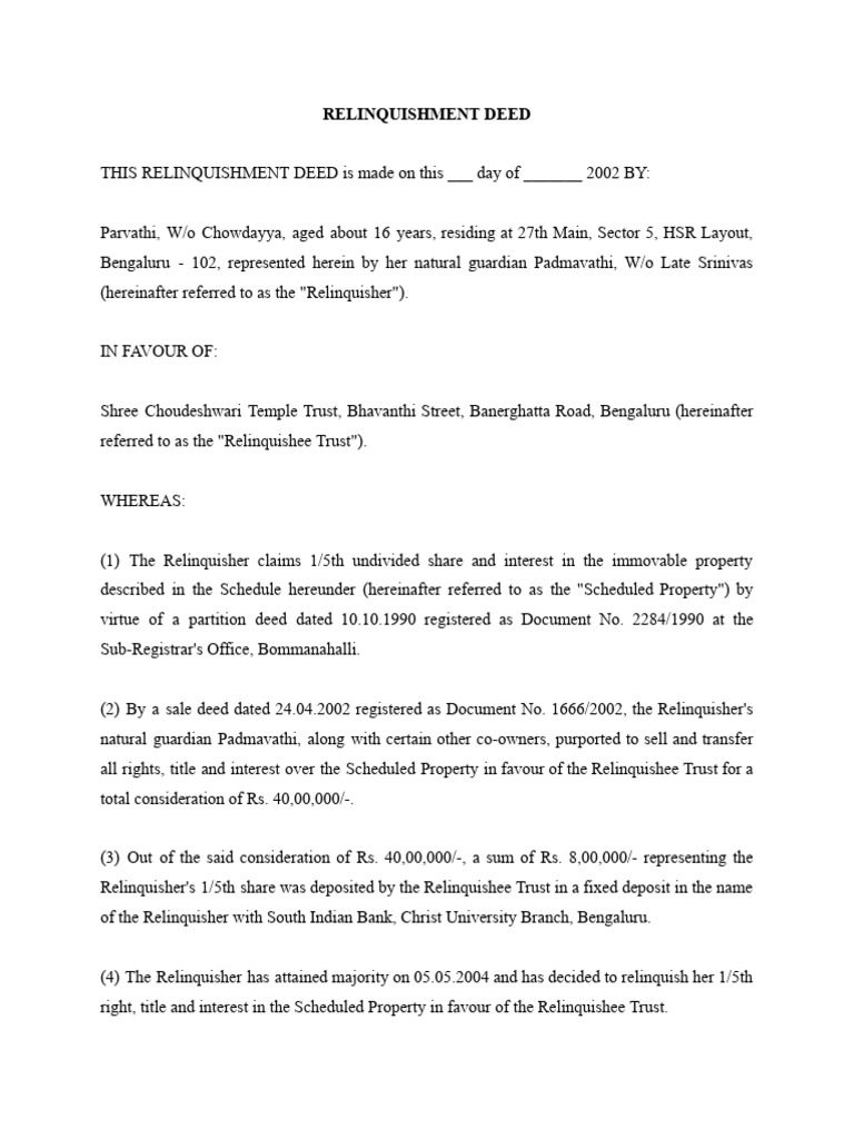 Relinquishment Deed | PDF | Property Law | Private Law