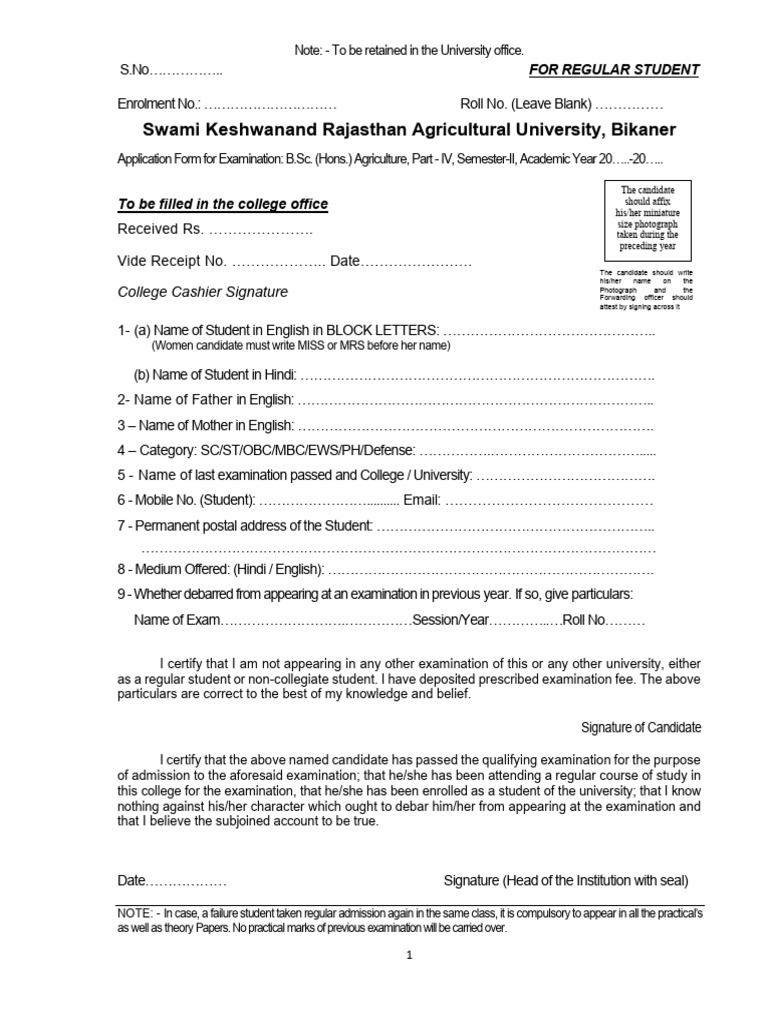 AGRICULTURE-Exam-Form-IVth-Year-Sem.II_ | PDF | Justice | Crime & Violence