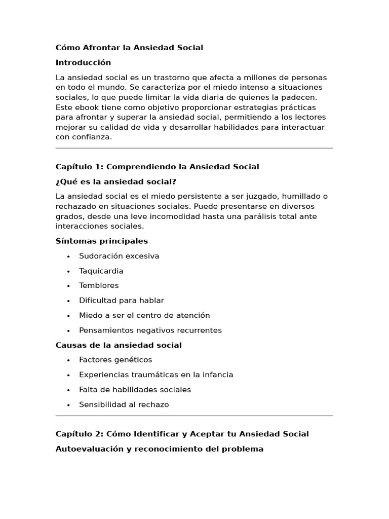 Cómo Afrontar La Ansiedad Social | PDF | Ansiedad | Desorden de ...