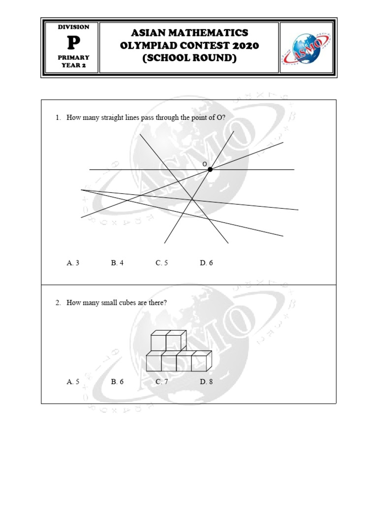 ASMO 2020 Maths School Level Year 2 - English | PDF