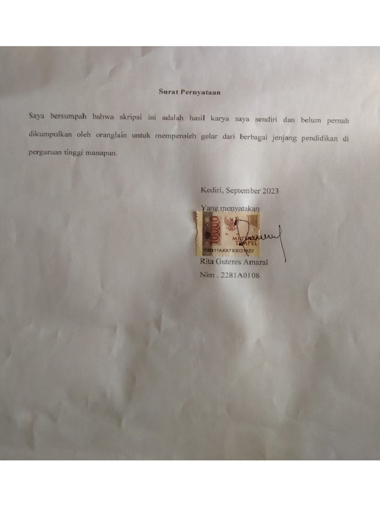 Surat Pernyataan Rita Amaral | PDF