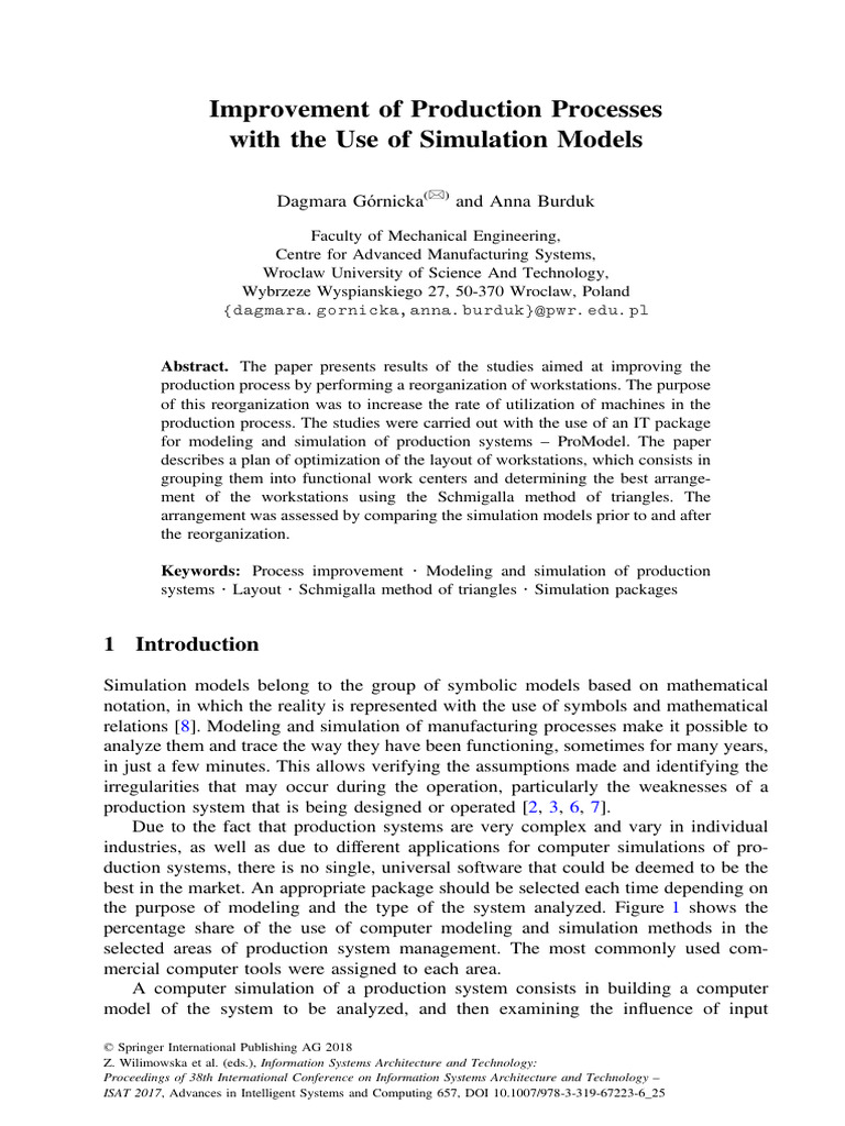 Improvement of Production Processes With The Use of Simulation Models | PDF | Simulation ...
