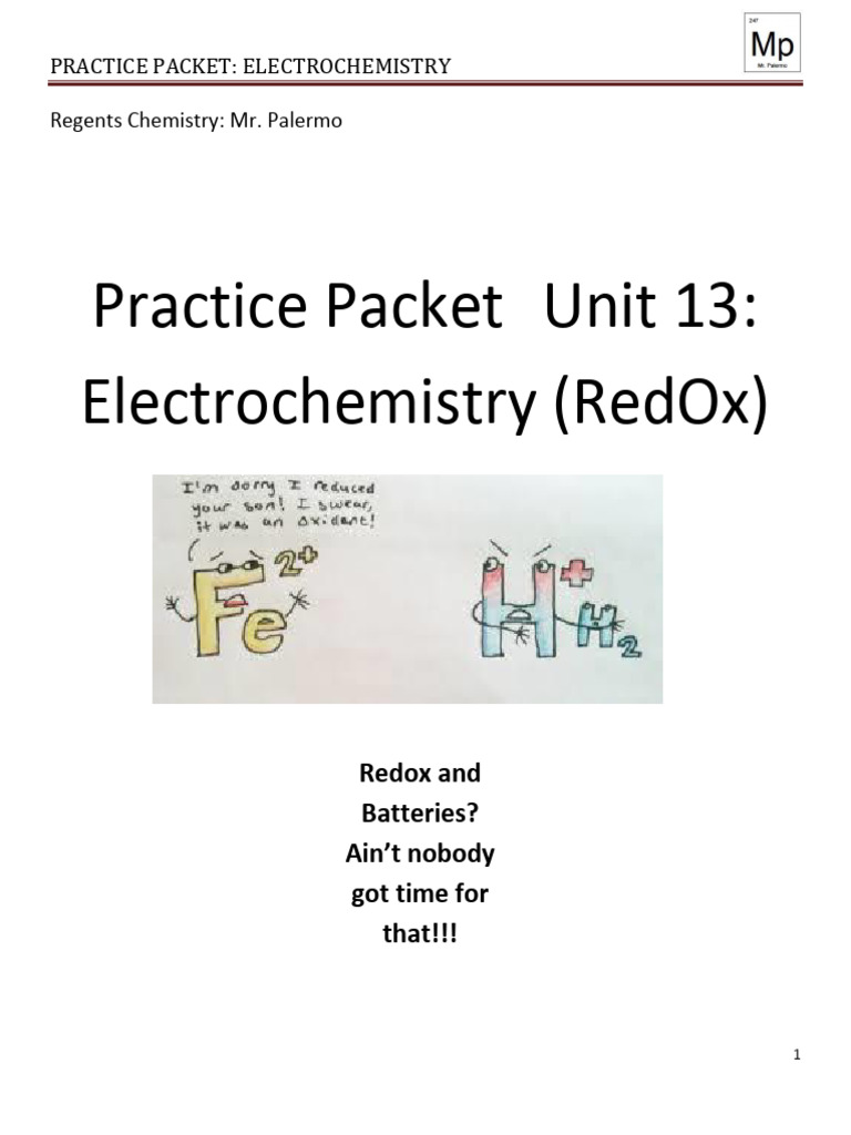 Electrochemistry Practice Packet 2020 | PDF | Anode | Electrochemistry