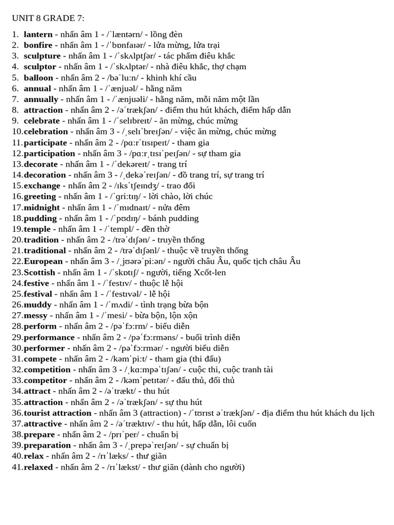 Unit 8 Grade 7 | PDF