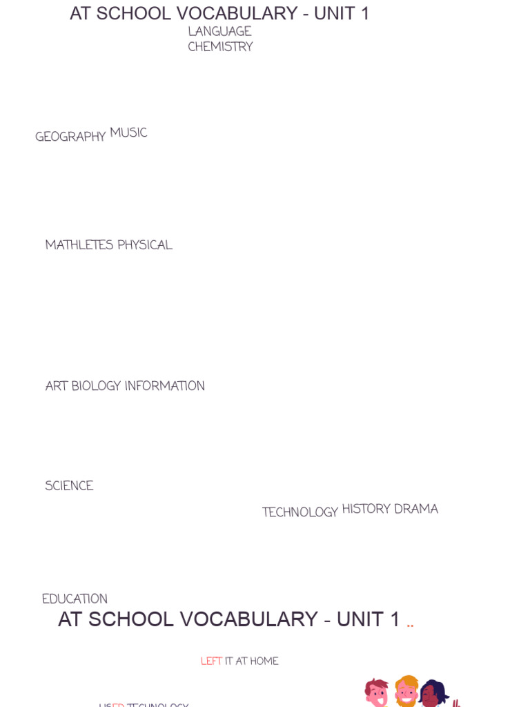 School Vocabulary Unit 1 Guide | PDF