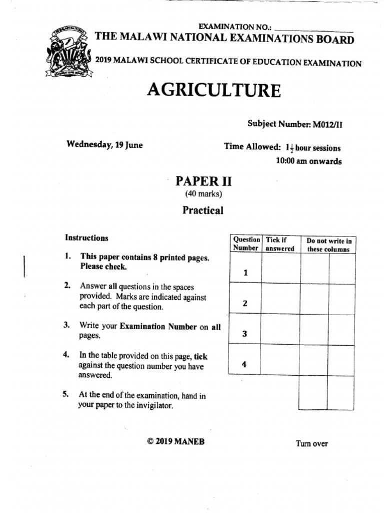 2019 Agriculture Paper Ii-1 | PDF