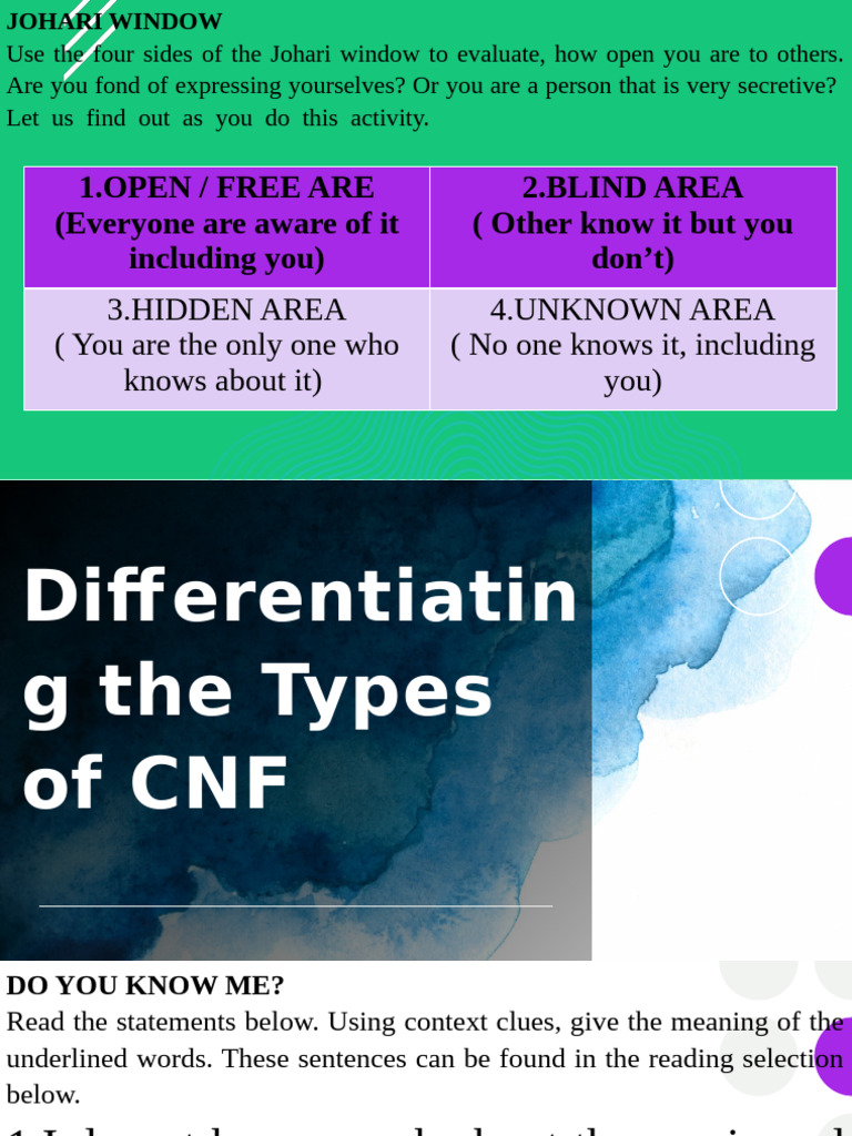 Differentiating The Types of CNF | PDF | Journalism | Writers