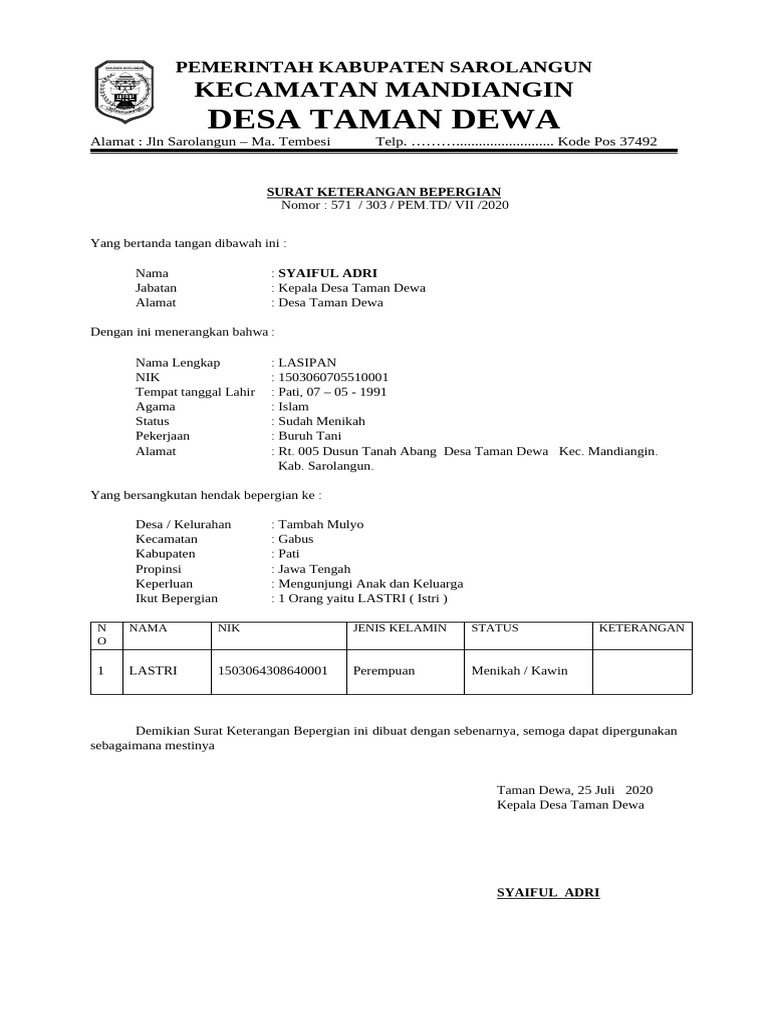 Surat Bepergian | PDF